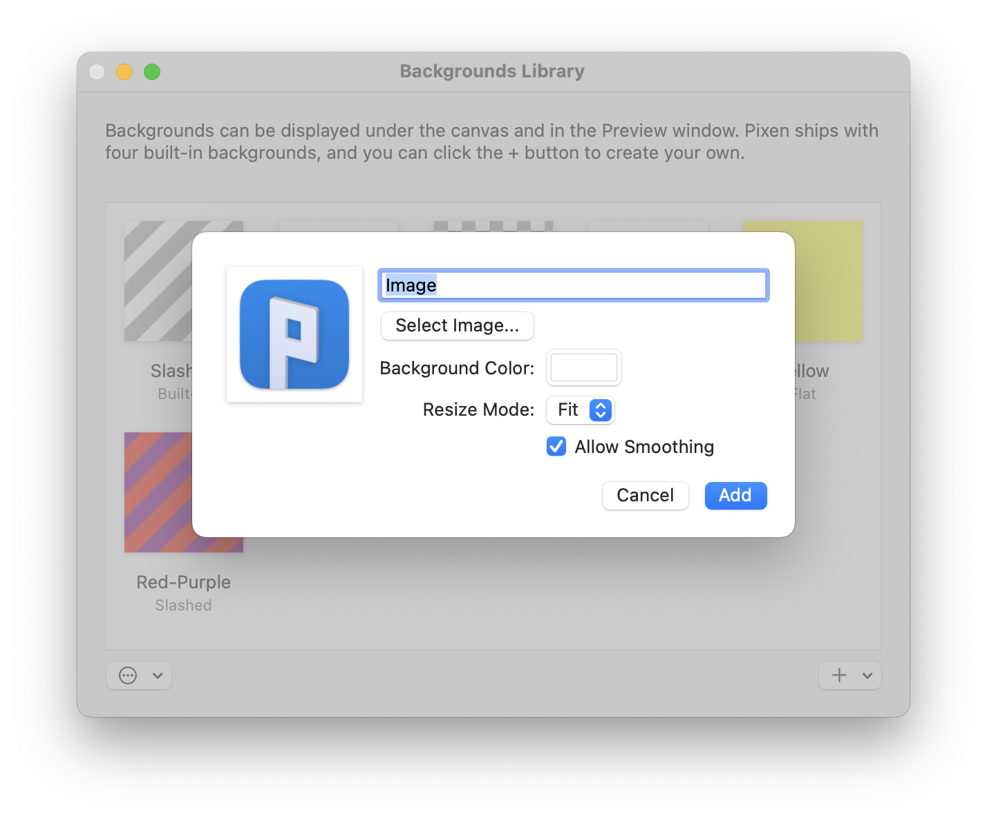 Changing Backgrounds - Pixen Documentation